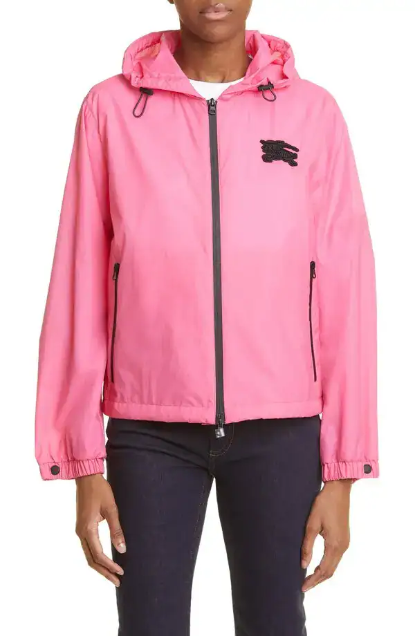 Burberry Everton Ekd Appliqué Hooded Nylon Windbreaker - Bubblegum
